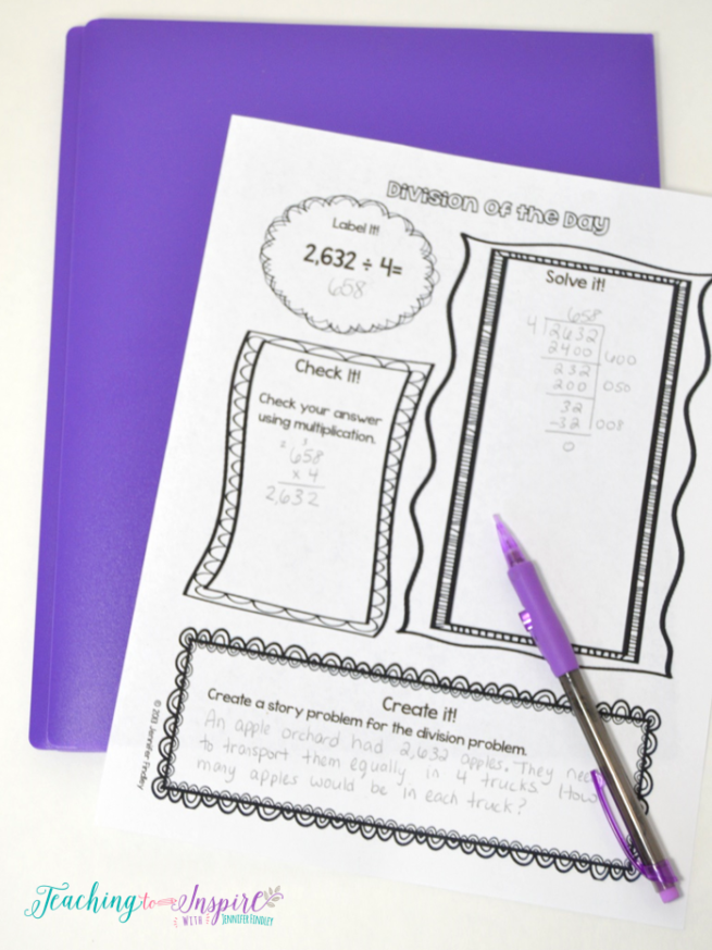 Division Practice: Division of the Day - Teaching with Jennifer Findley