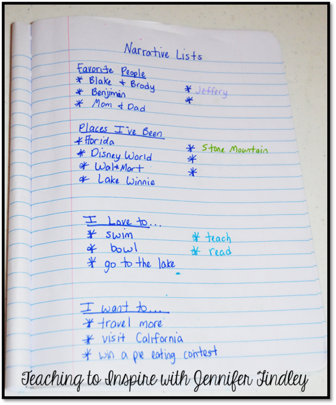 Generating Writing Topics Using Lists {Writing Workshop Ideas ...