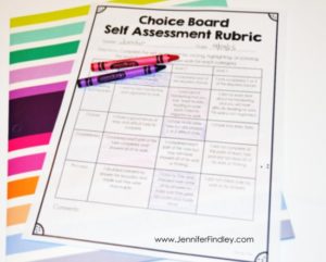 Choice Board Scoring Resources {Freebies} - Teaching with Jennifer Findley