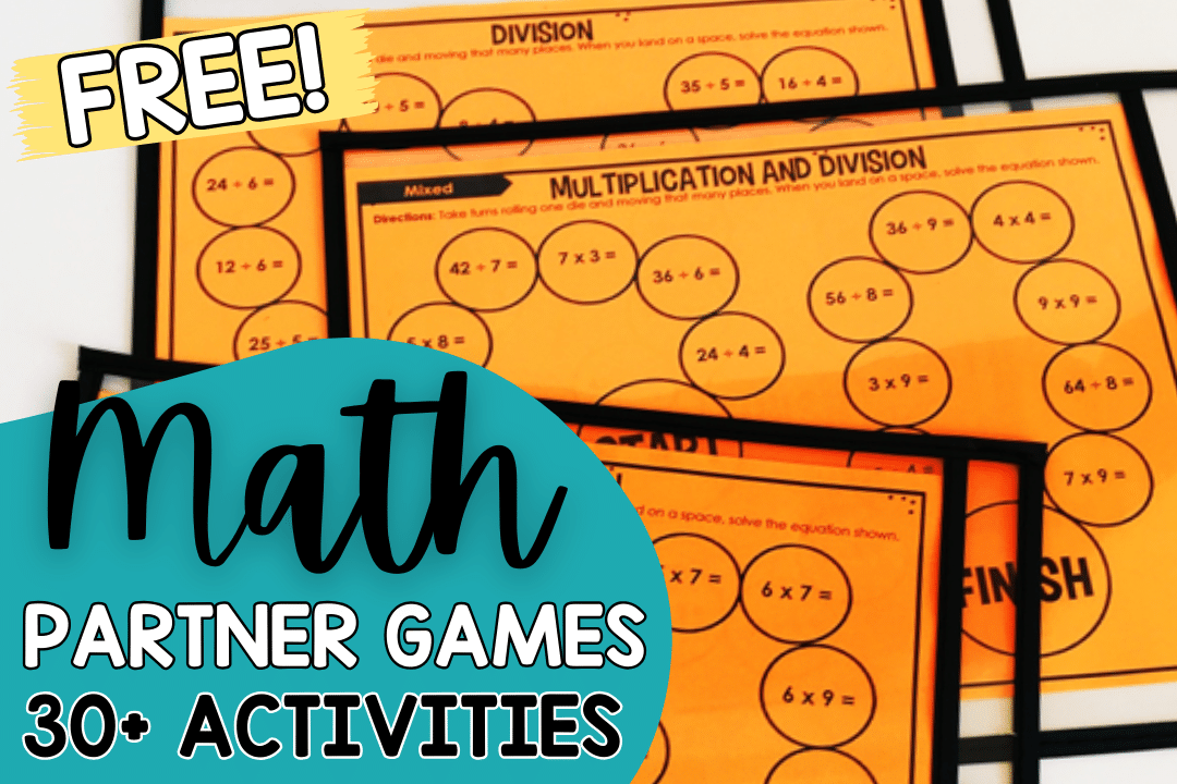 FREE Math Partner Games for Multiplication and Division Facts