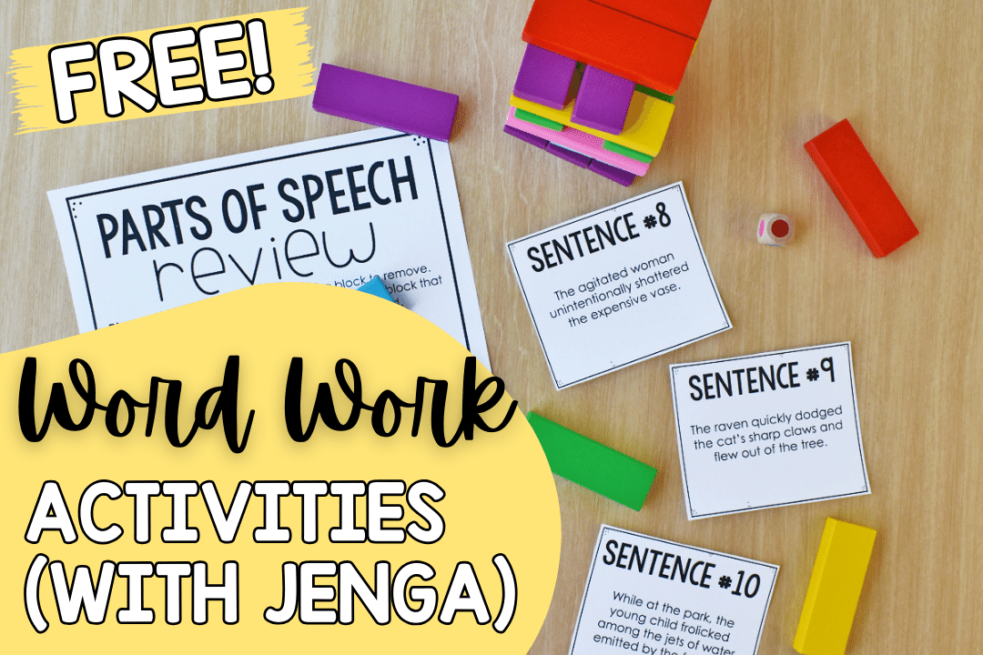 Word Work Activities with Jenga (Free Printables) - Teaching with ...