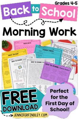 First Day of School Activities for Morning Work (Free Printables)