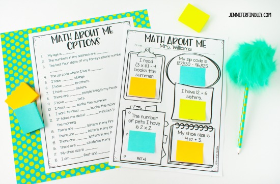 Free Back To School Math Activities Teaching With Jennifer Findley
