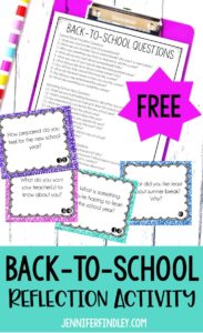 Free Back to School Reflection Activity - Teaching with Jennifer Findley