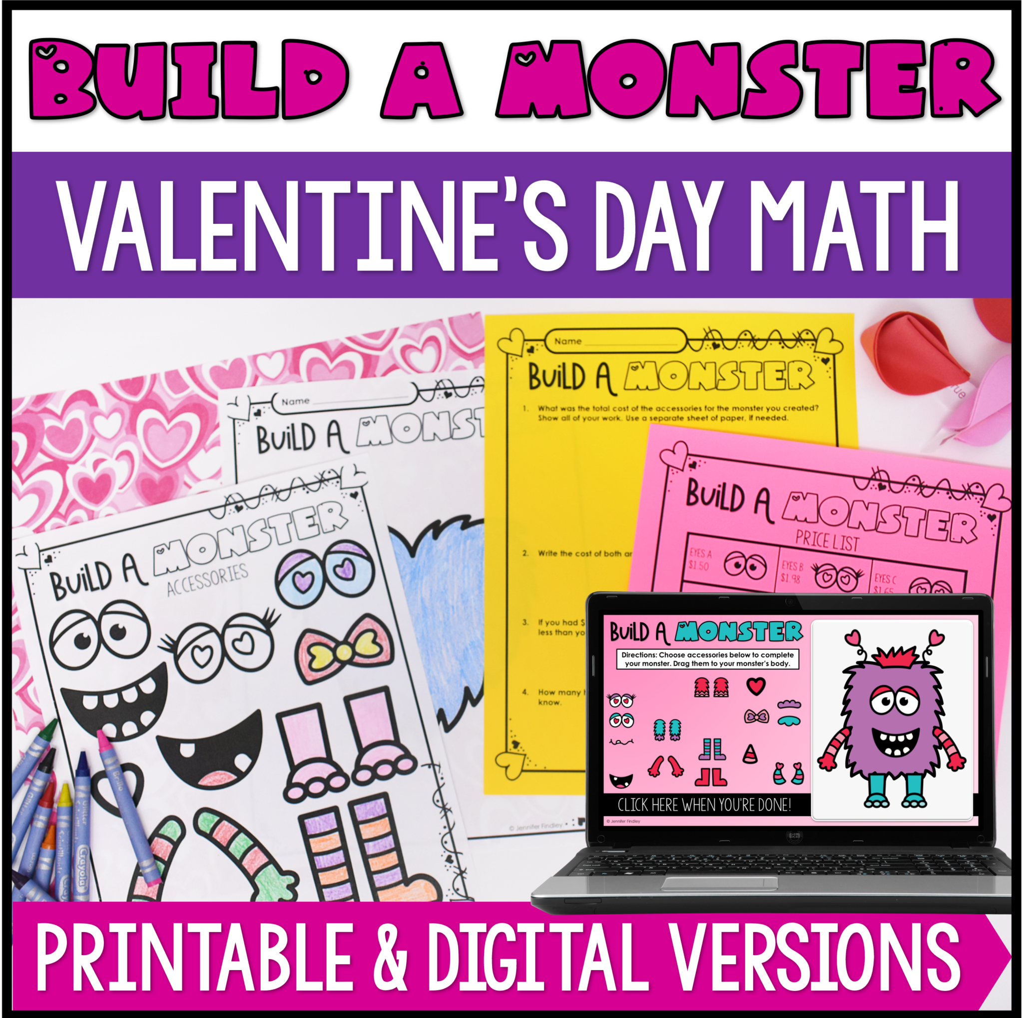 Free Valentine's Day Math Activity: Build a Valentine's Day Monster