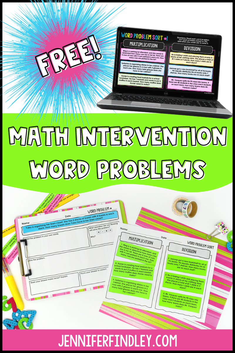 Free Word Problems for Math Intervention Activities - Teaching with ...