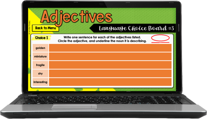 FREE Parts of Speech Activities: Choice Boards