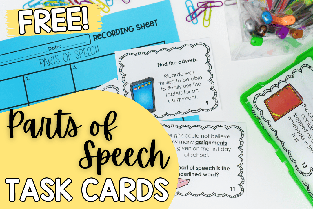 Free Back to School Parts of Speech Task Cards - Teaching with Jennifer ...