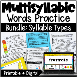 Decoding Multisyllabic Words: Using Syllable Types (Free Posters)