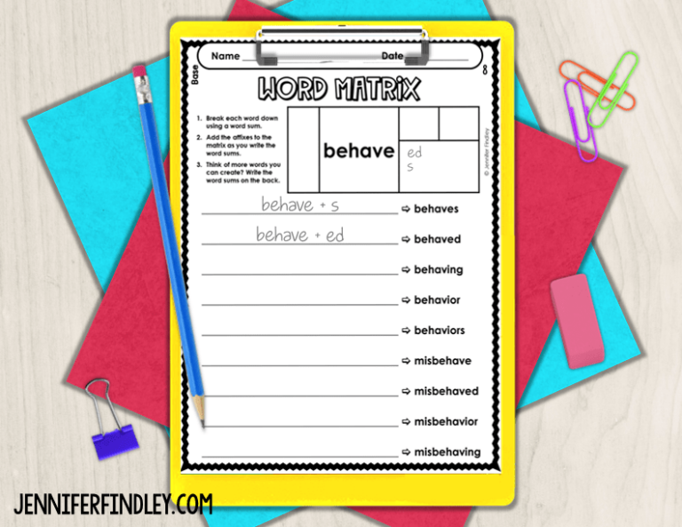 Using Word Matrix Activities to Increase Vocabulary (Free Posters)