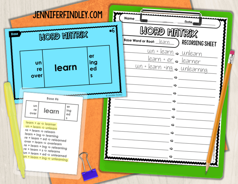 Using Word Matrix Activities to Increase Vocabulary (Free Posters)