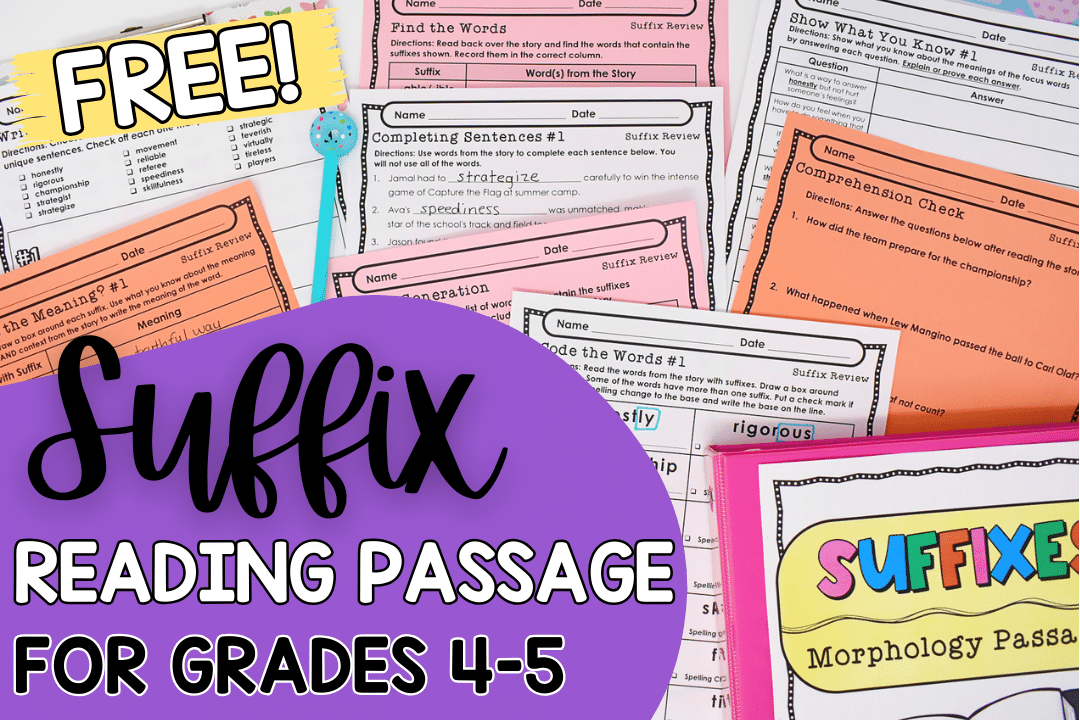 Free Suffix Reading Passage for 4th and 5th Grade